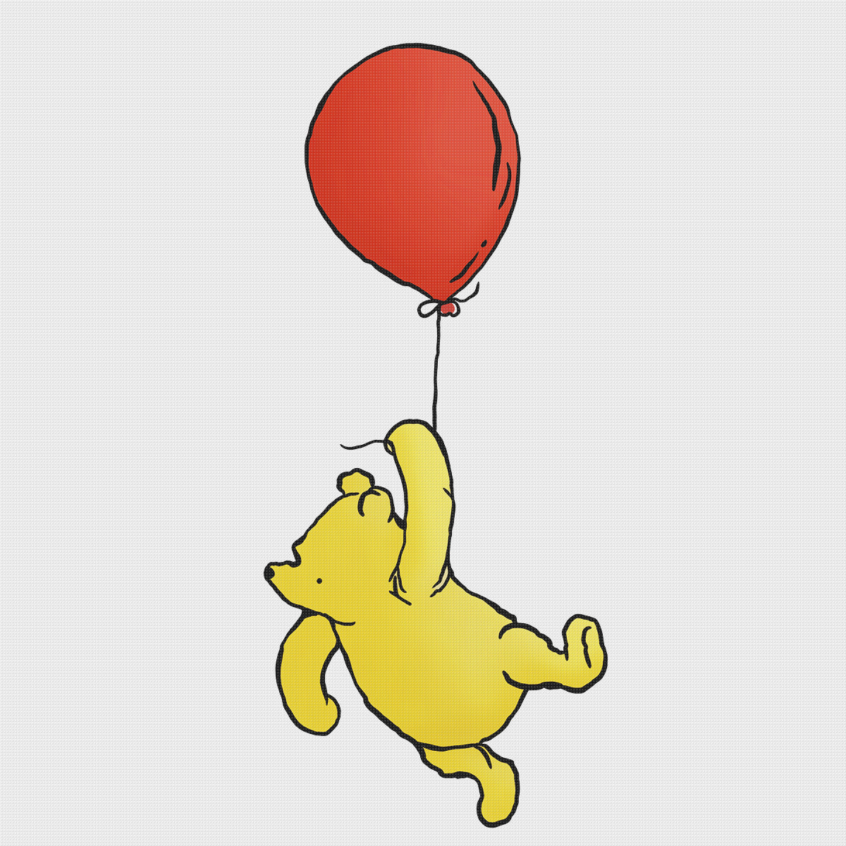 Pooh on a Balloon Ride from Winnie The Pooh Counted Cross Stitch Patte ...