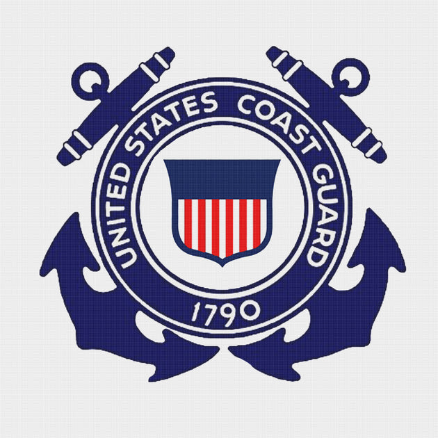 US American Coast Guard Crest Insignia Emblem Counted Cross Stitch Cha ...