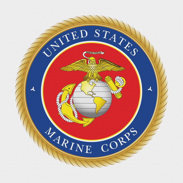 US American Marine Crest Insignia Emblem Counted Cross Stitch Chart Pa ...