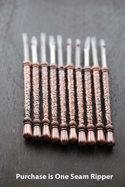 Antique Copper Metal Engraved Seam Ripper | Orenco Originals LLC