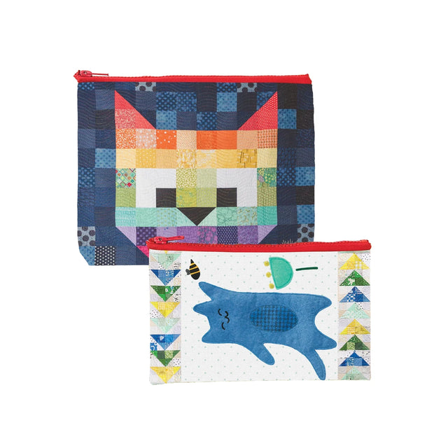 Patchwork Cats Eco Pouch Set of 2 Zippered Organizing Bags | Orenco ...