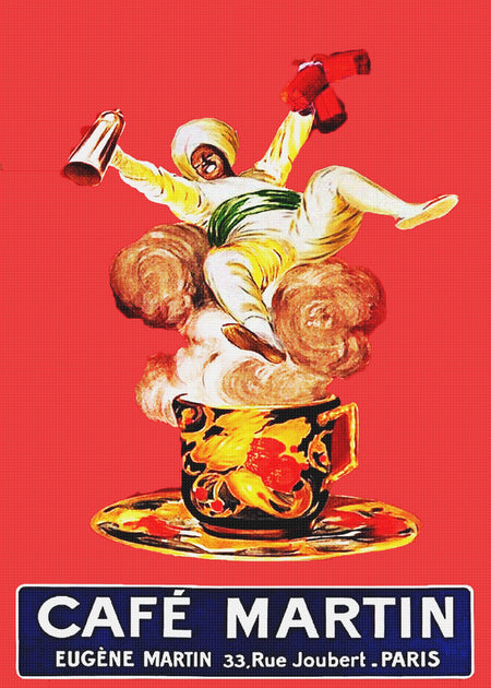 Cafe Martin Coffee Advertisement Art Leonetto Cappiello Counted Cross ...