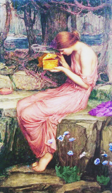 PSYCHE Opening Golden Box inspired by John William Waterhouse Counted ...