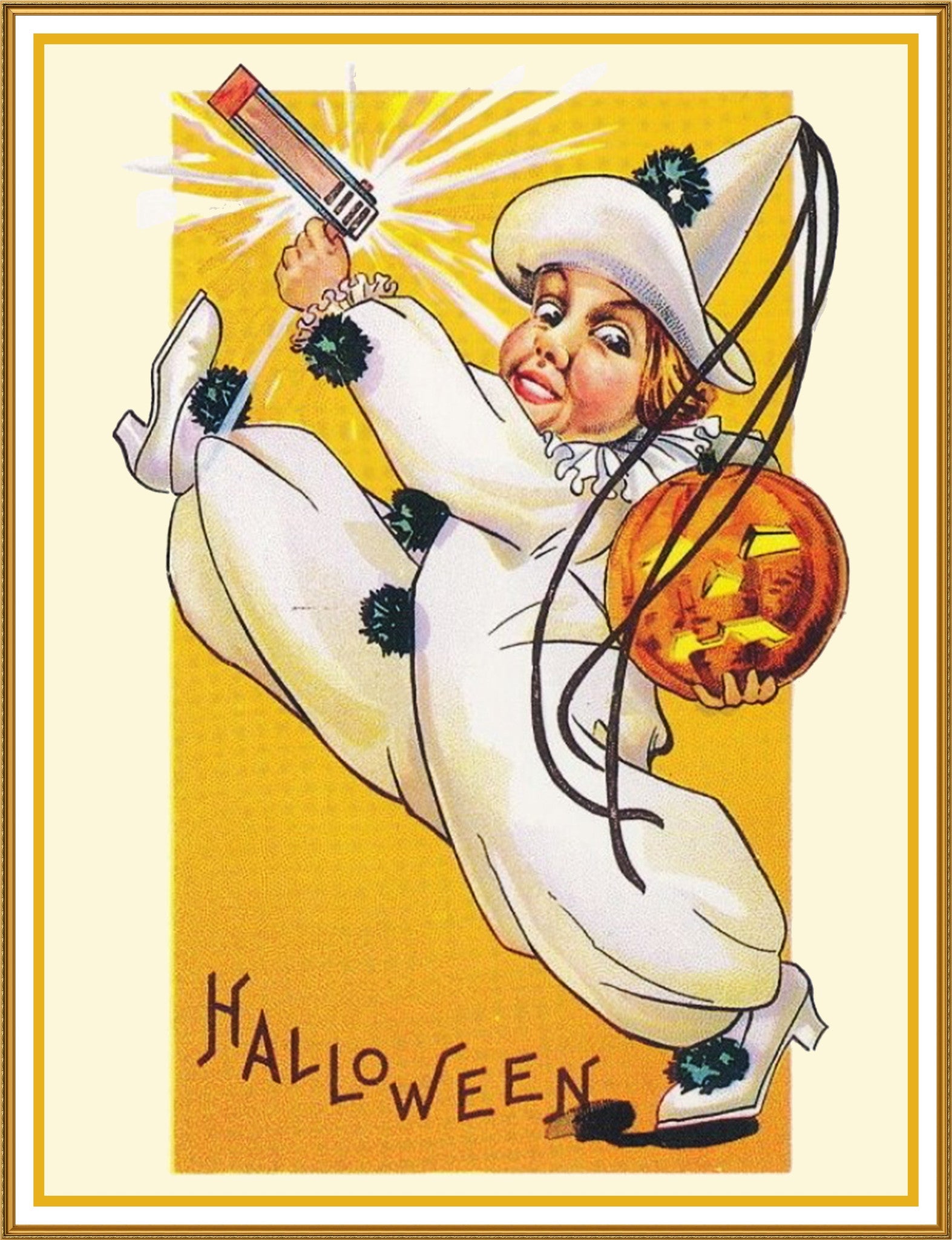 Vintage Halloween Jester with Pumpkin Counted Cross Stitch Pattern ...