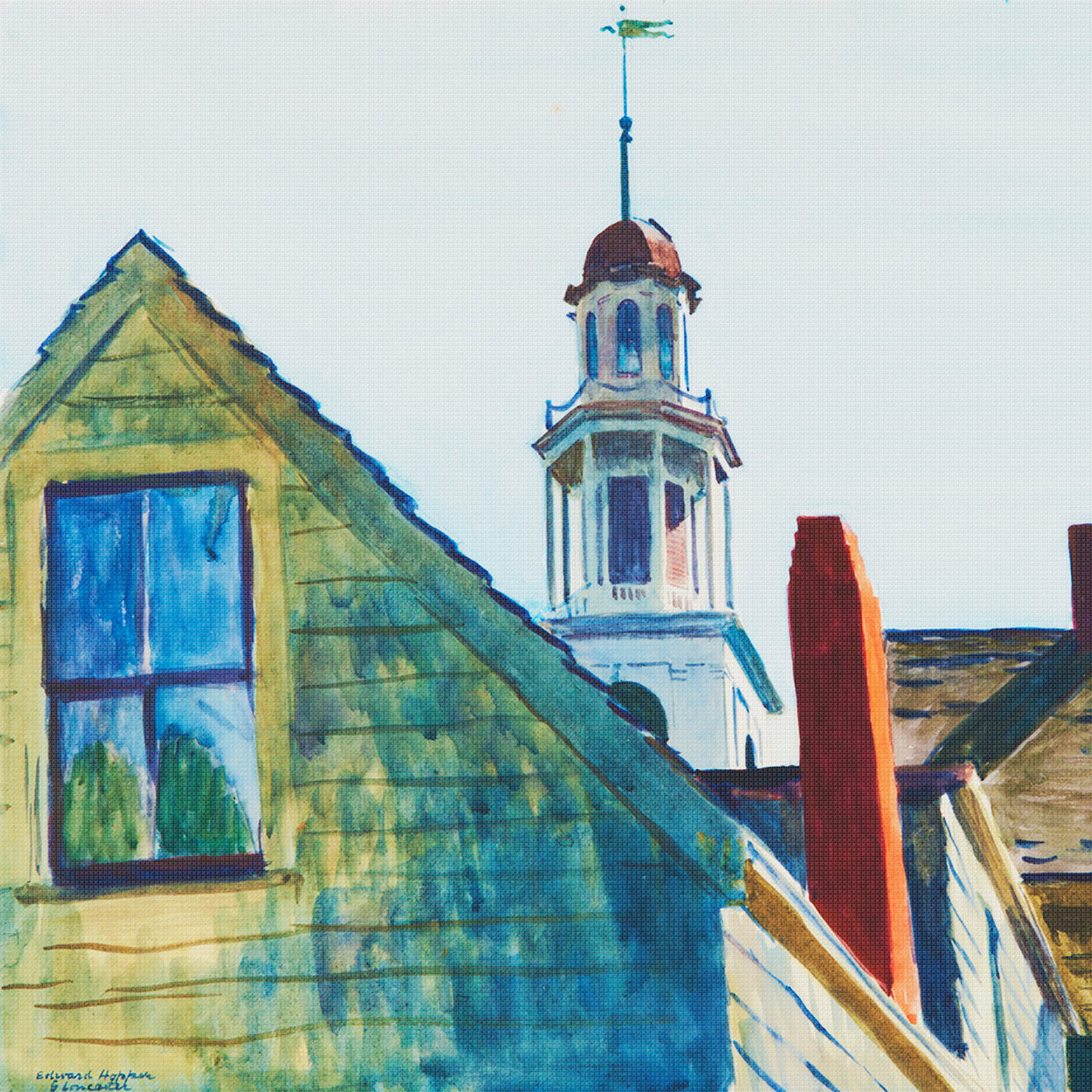 Universalist Church Detail by American Edward Hopper Counted Cross Sti ...