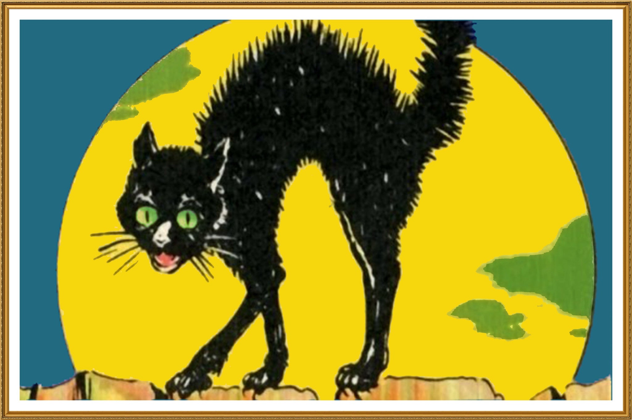 Vintage Halloween Black Cat Full Moon Counted Cross Stitch Pattern Orenco Originals Llc