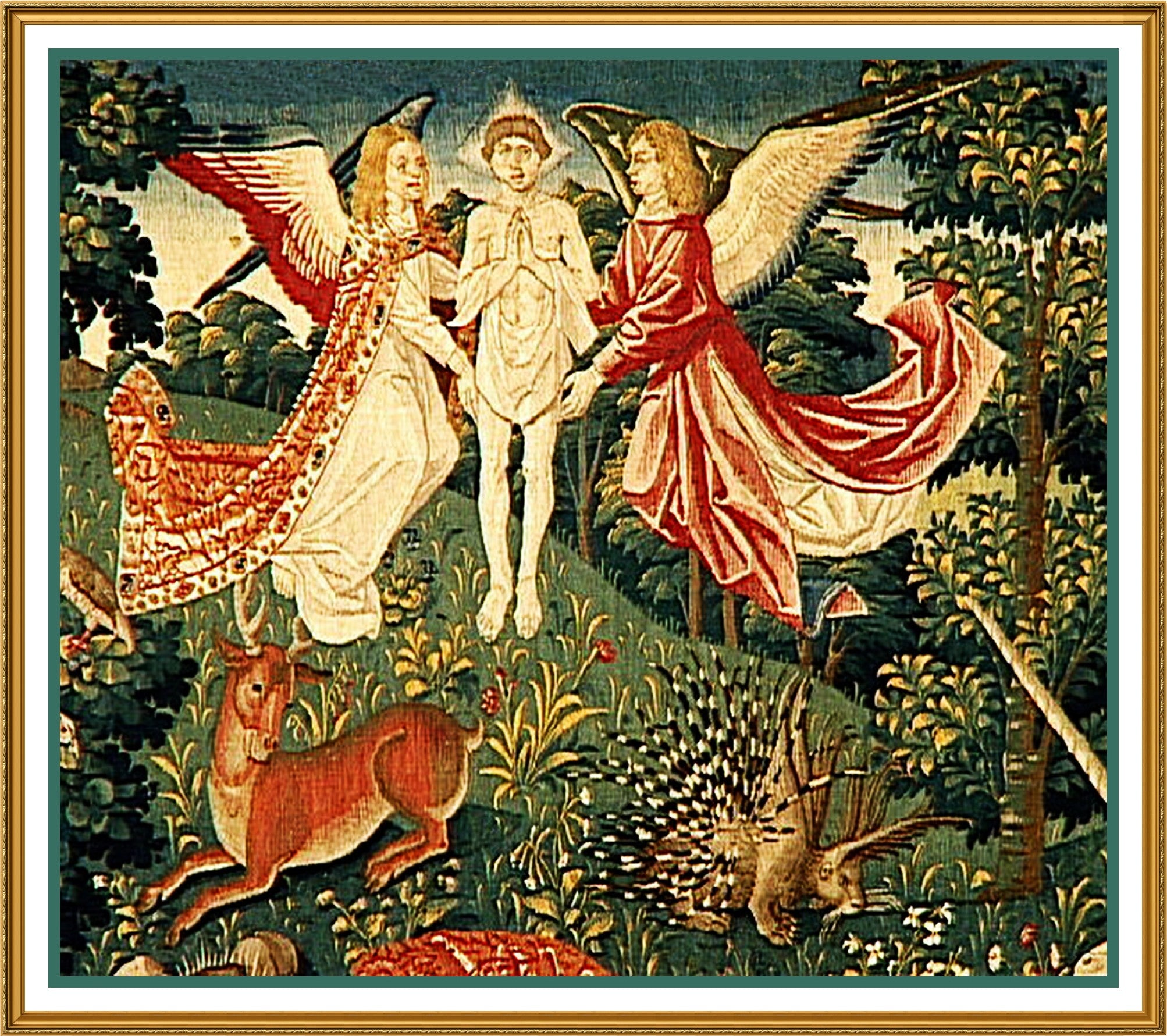 Angels and St Stephen Detail From St Etienne Medieval Tapestry Counted ...