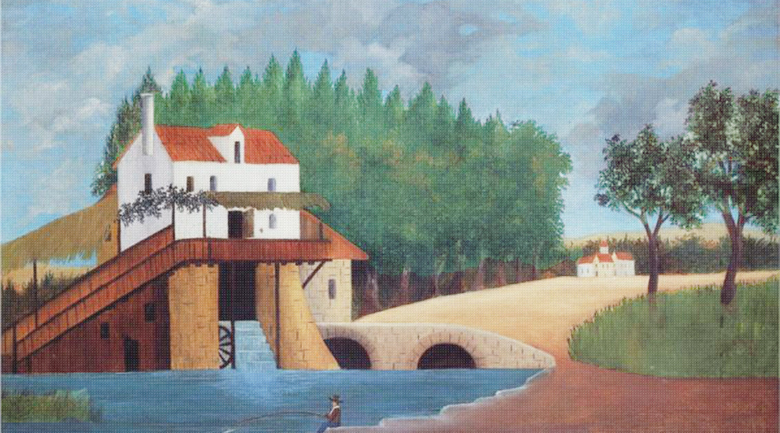 A French Mill Landscape by Henri Rousseau Counted Cross Stitch Pattern ...