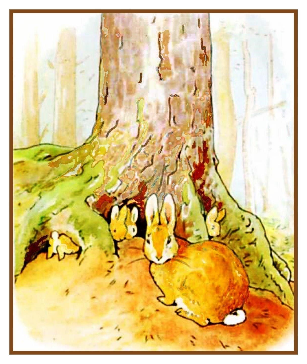 Peter Rabbit Family Under Tree inspired by Beatrix Potter Counted Cros ...