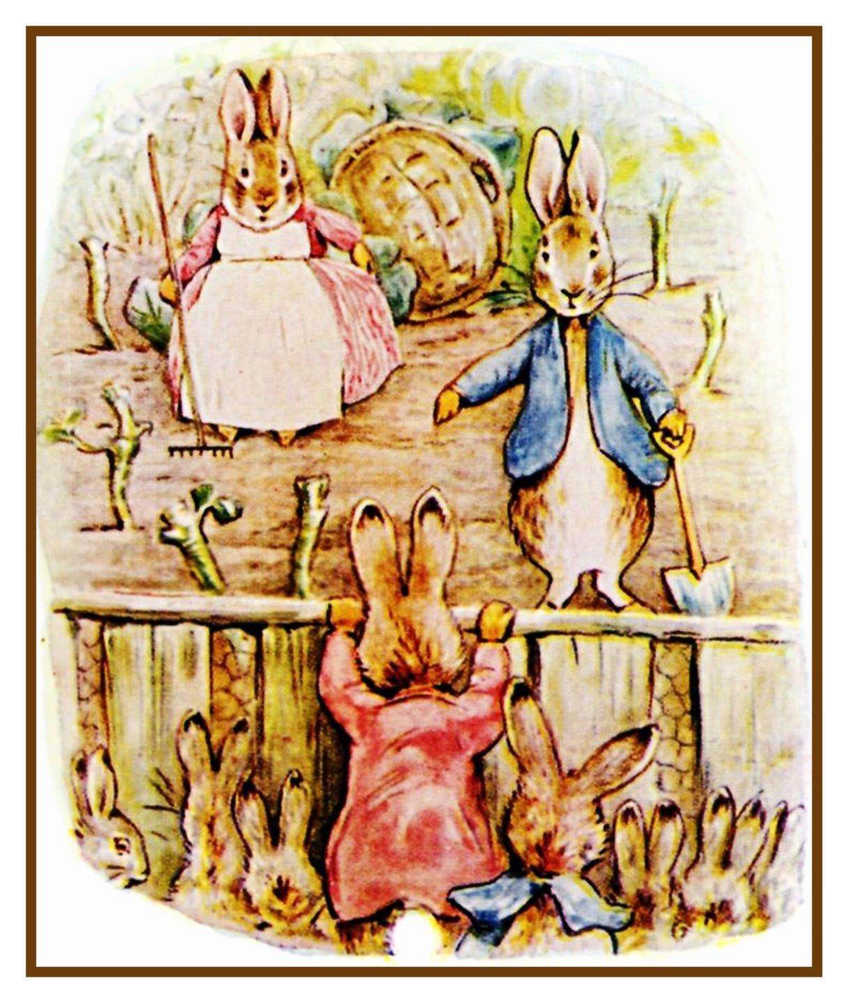 Peter Rabbit's Family Work in Garden inspired by Beatrix Potter Counte ...